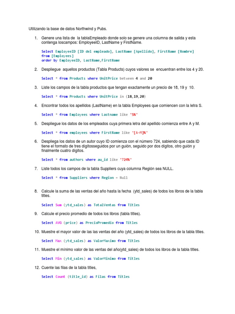 Northwind y Pubs. | PDF | Bases de datos | Gestión de datos