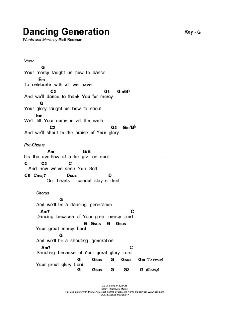 Dancing Generation Chord Sheet | PDF