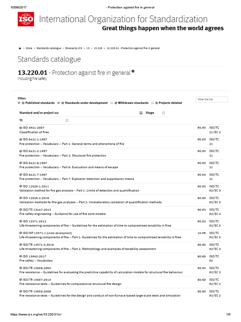 ISO Fire Safety Standards Overview | PDF | International Organization ...