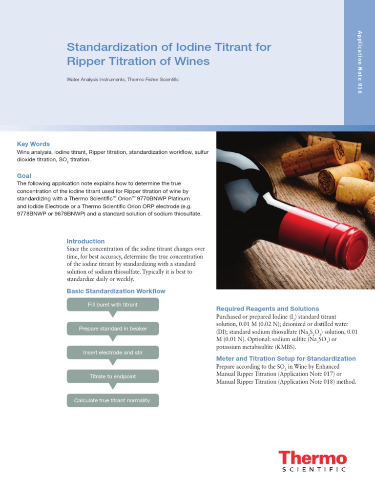 App Note 016 Standardization of Iodine Titrant For Ripper Titration of ...