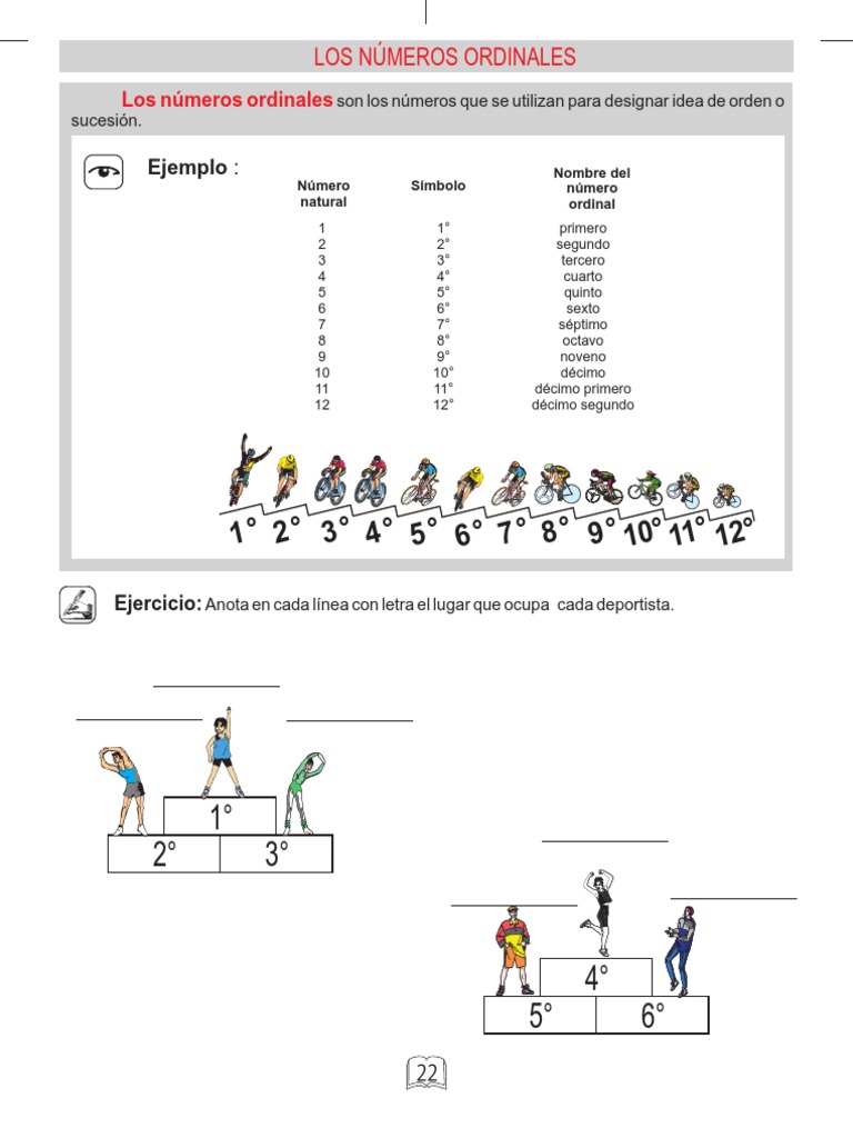 Los Numeros Ordinales | PDF | Deportes | Enseñanza de matemática