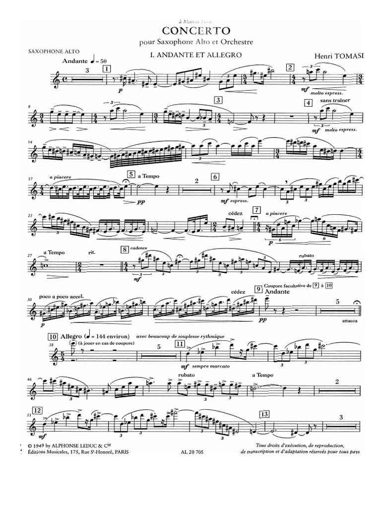Concerto de Henri Tomasi | PDF