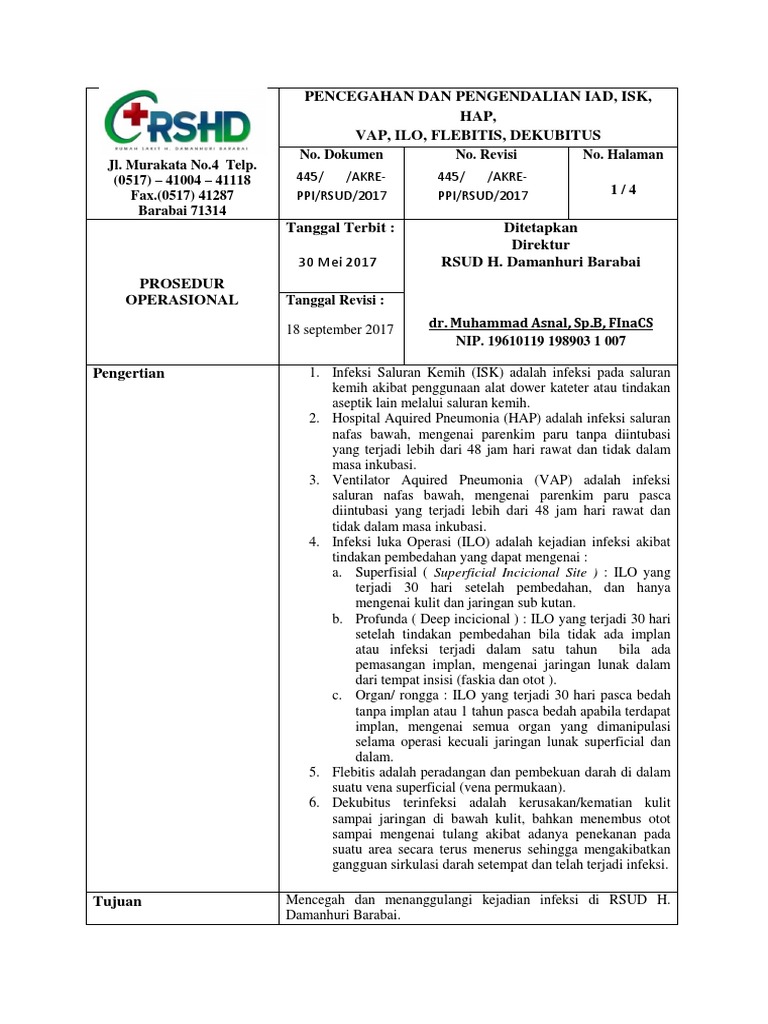 SPO TTG Pencegahan Dan Pengendalian IAD, IsK, HAP, VAP, IDO, Flebitis ...