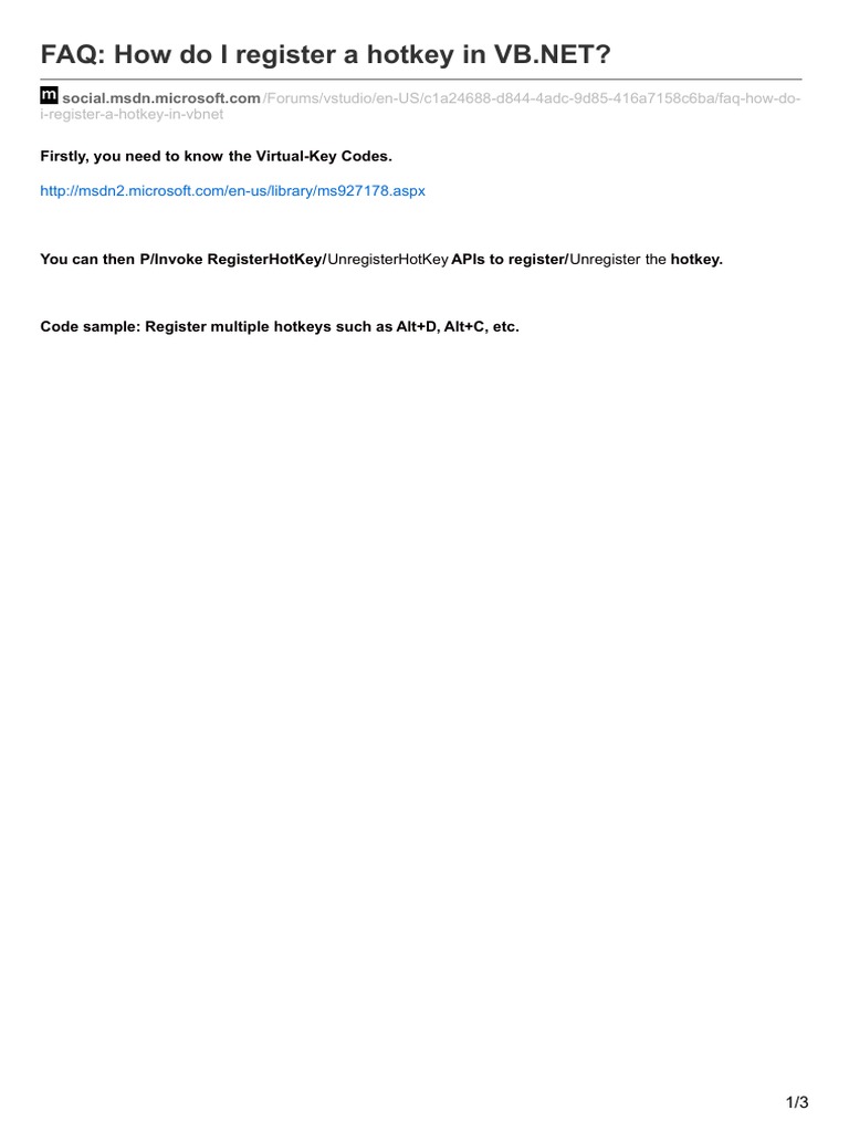 Firstly, You Need To Know The Virtual-Key Codes | PDF | Visual Basic ...