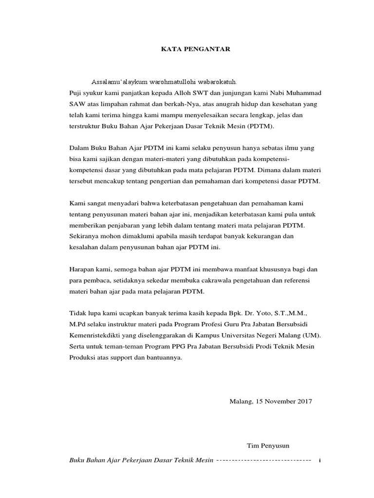 Kata Pengantar Modul Pekerjaan Teknik Mesin