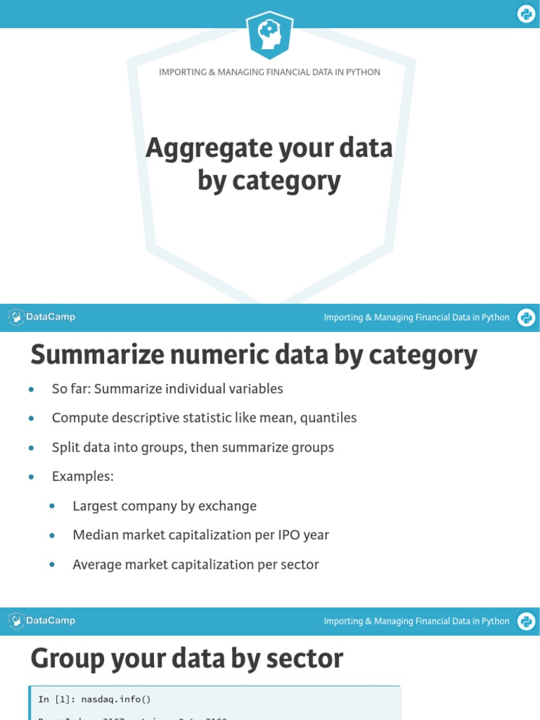 Importing & Managing Financial Data in Python: Aggregate Your Data by Category | PDF ...