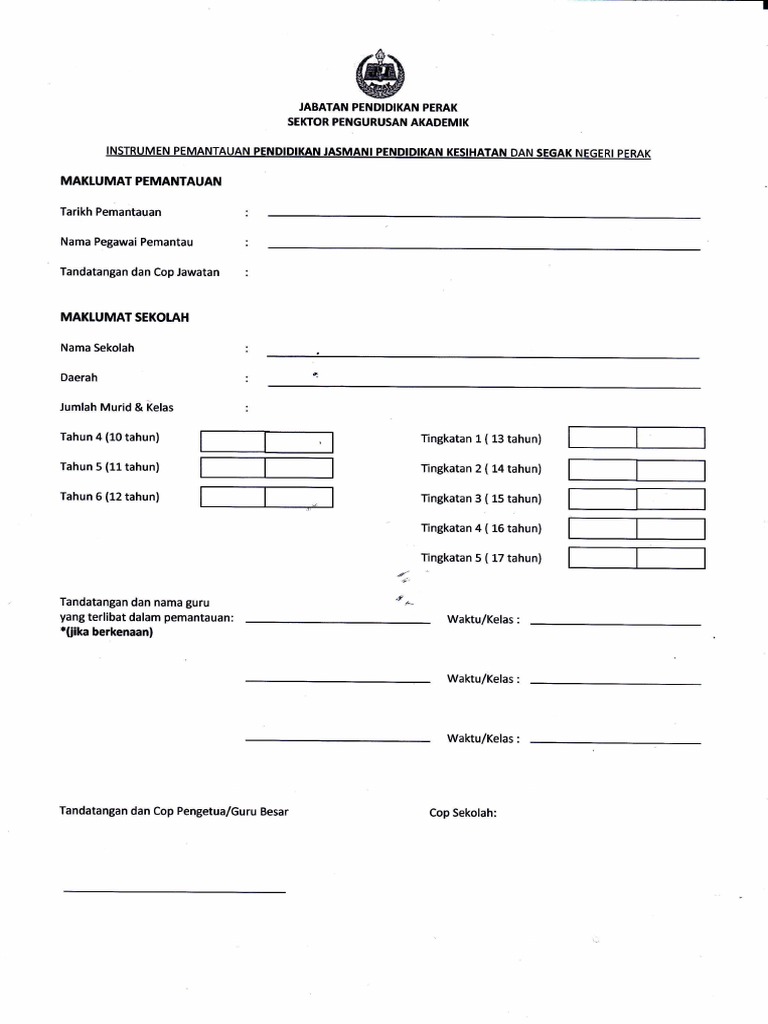 Borang Instrumen Pemantauan SEGAK PDF | PDF