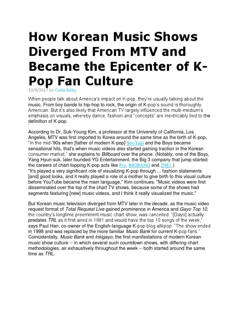 How Korean Music Shows Diverged From MTV and Became The Epicenter of K ...