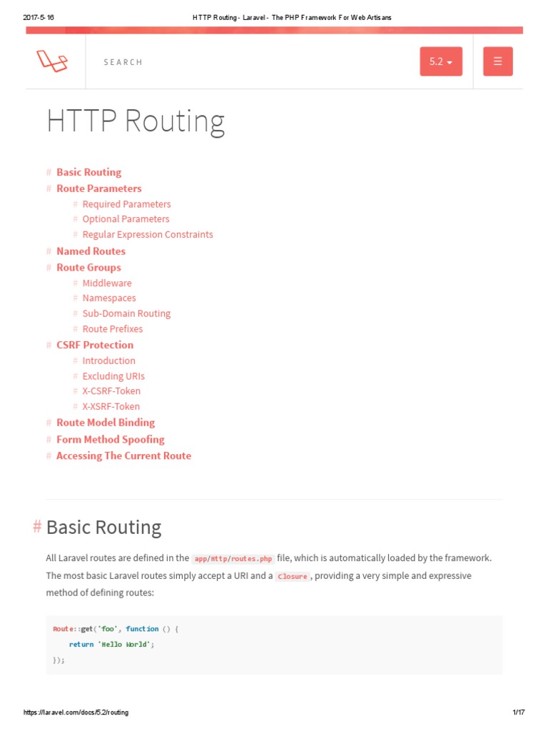 Routing - Laravel | PDF | Hypertext Transfer Protocol | Uniform Resource Identifier