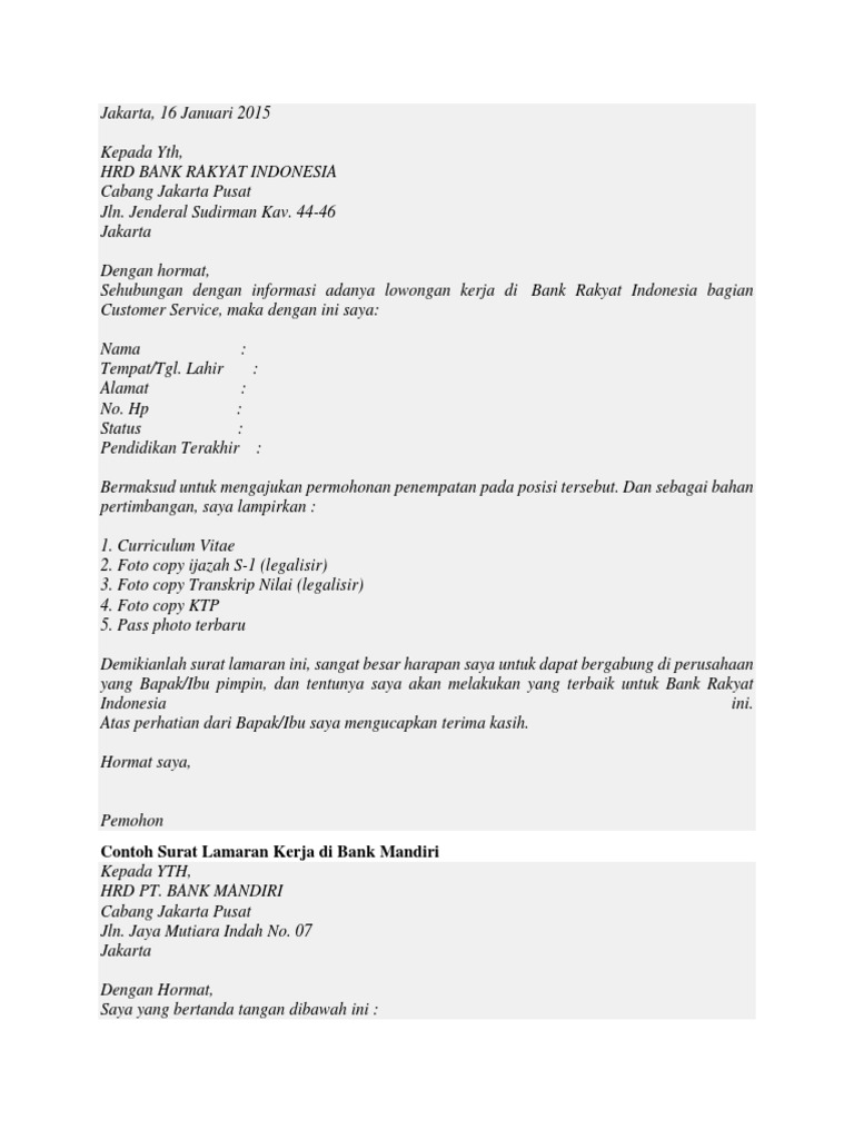Contoh Aplication Letter | PDF | Business | Bahasa