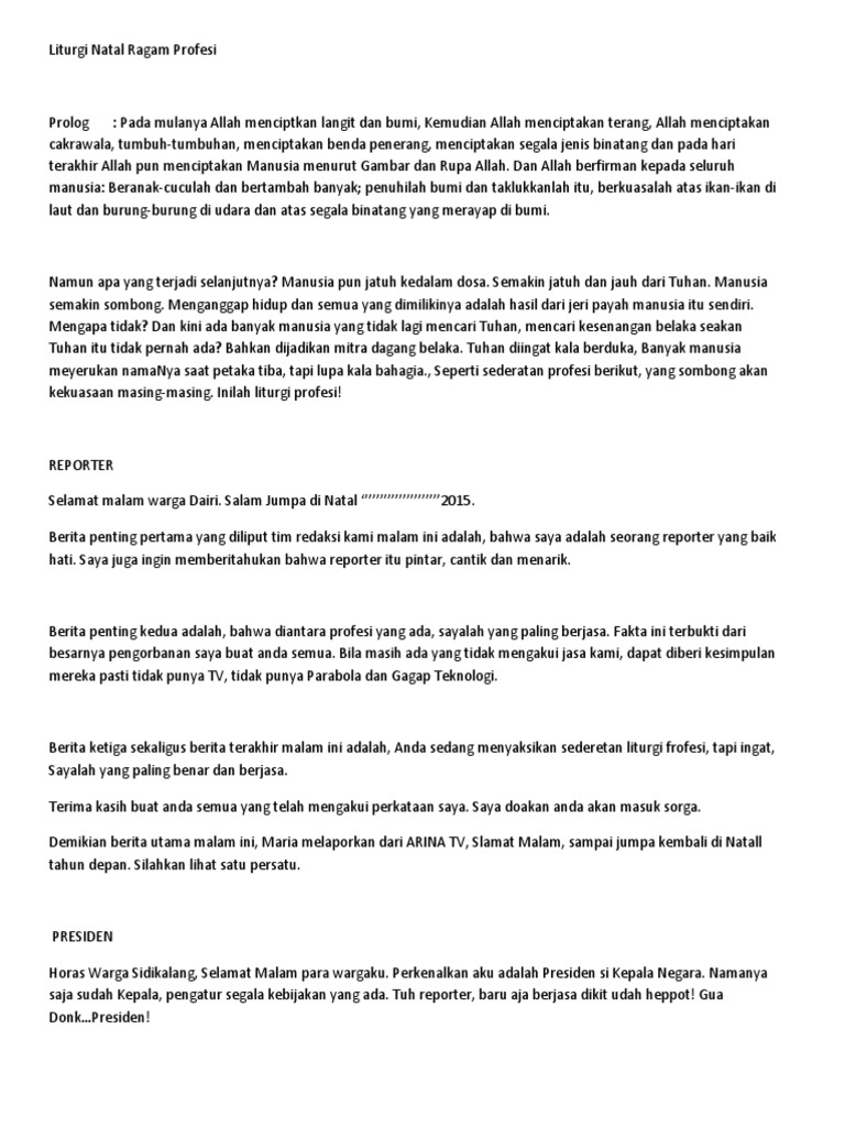 Liturgi Natal Ragam Profesi | PDF