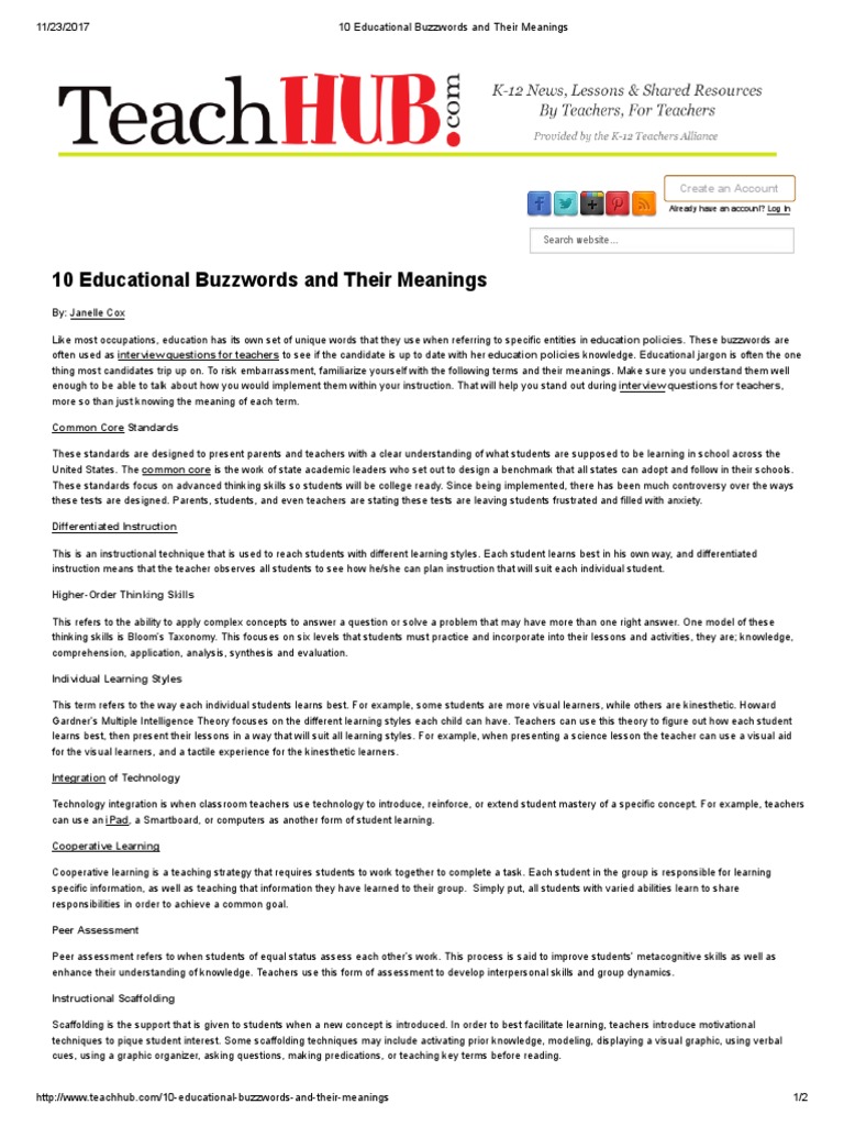10 Educational Buzzwords and Their Meanings | Download Free PDF ...