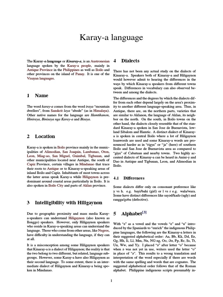Karay a Language | Languages Of Southeast Asia | Phonetics