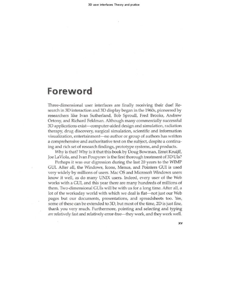 3D User Interfaces Theory and Pratice | PDF | Graphical User Interfaces | User Interface
