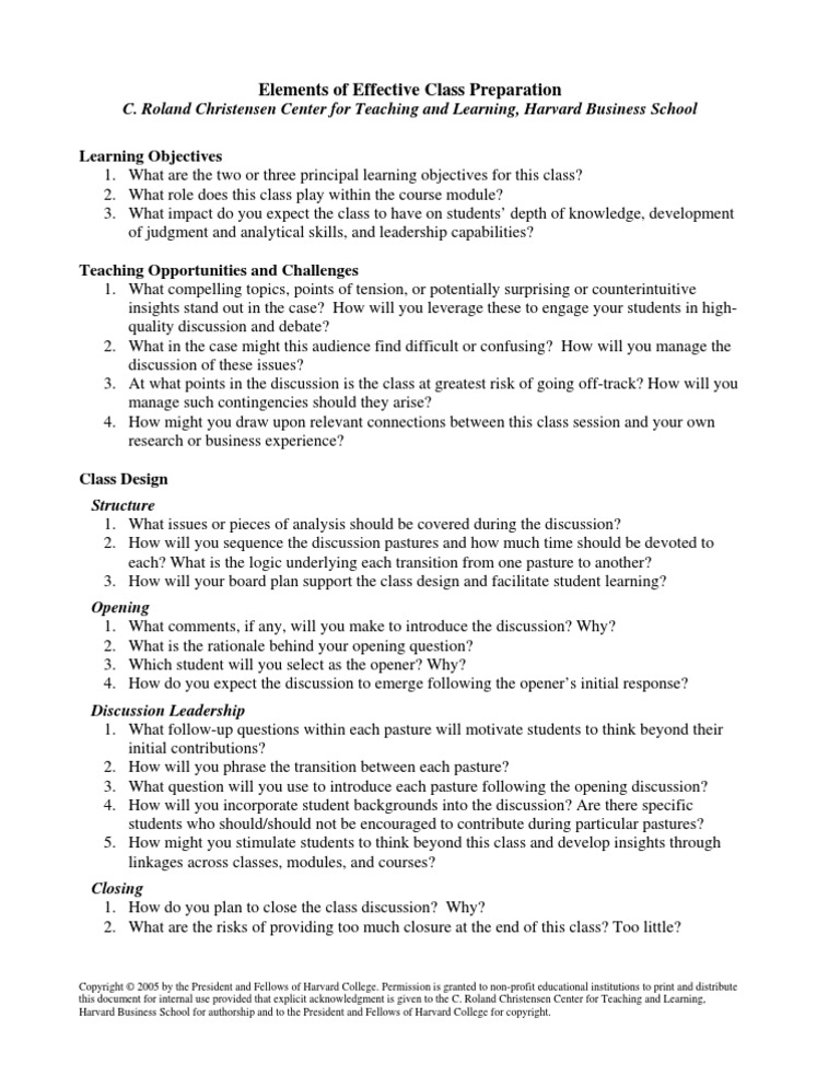 Elements of Effective Class Preparation | PDF | Leadership | Applied ...