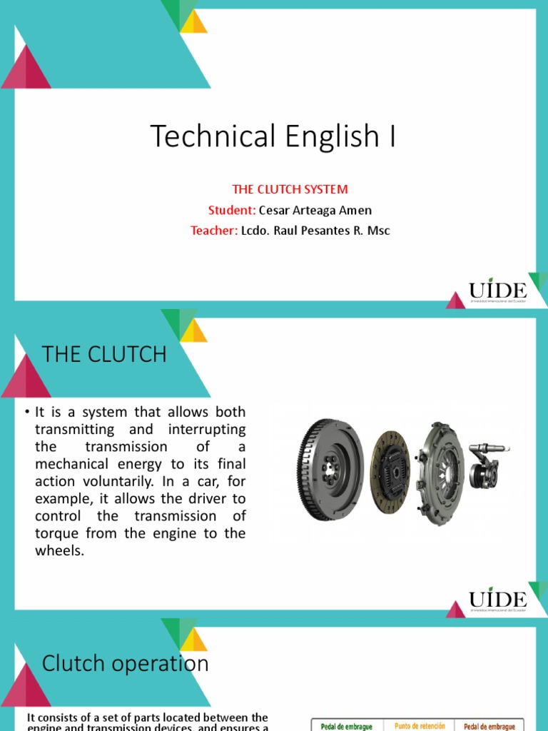 Technical English I: The Clutch System Student: Teacher | PDF | Clutch ...