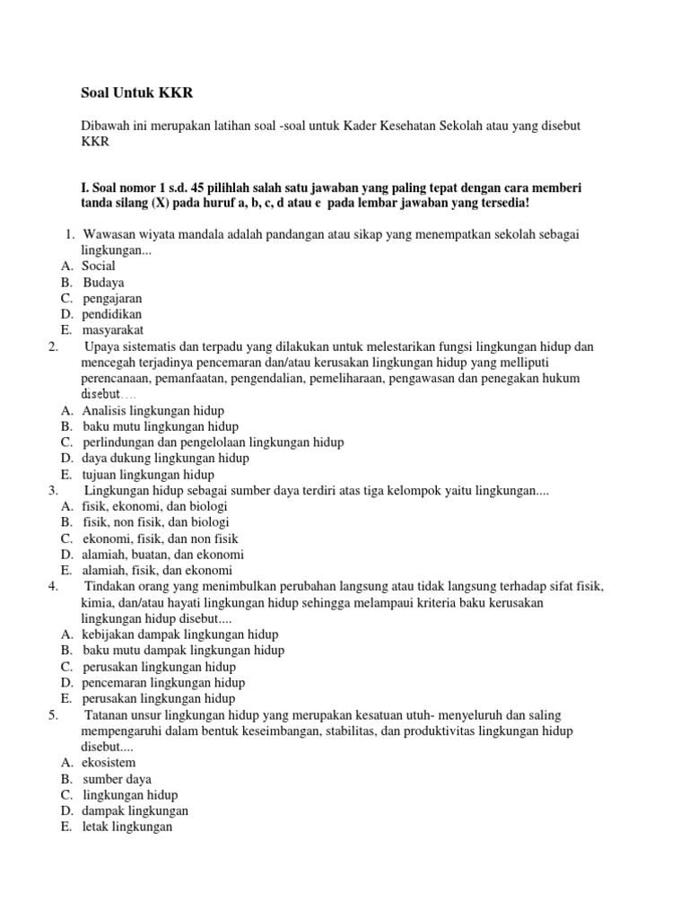 LATIHAN SOAL KKR | PDF