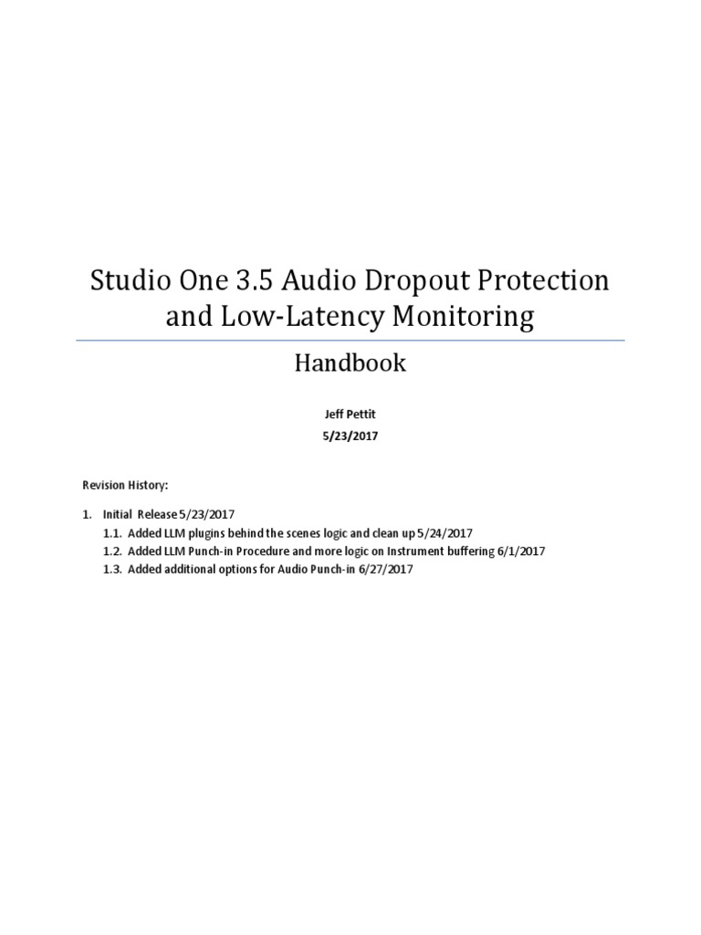 Studio One 3.5 Audio Dropout Protection and Low-Latency Monitoring ...