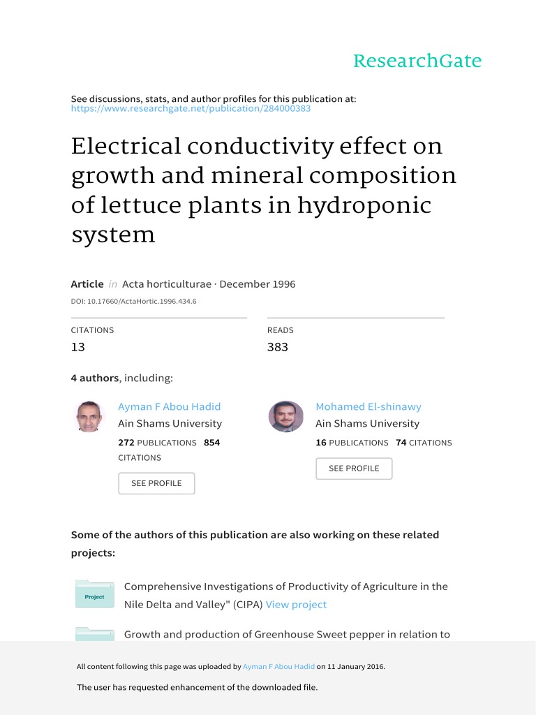 Electrical Conductivity Effect On Growth and Mineral | PDF ...
