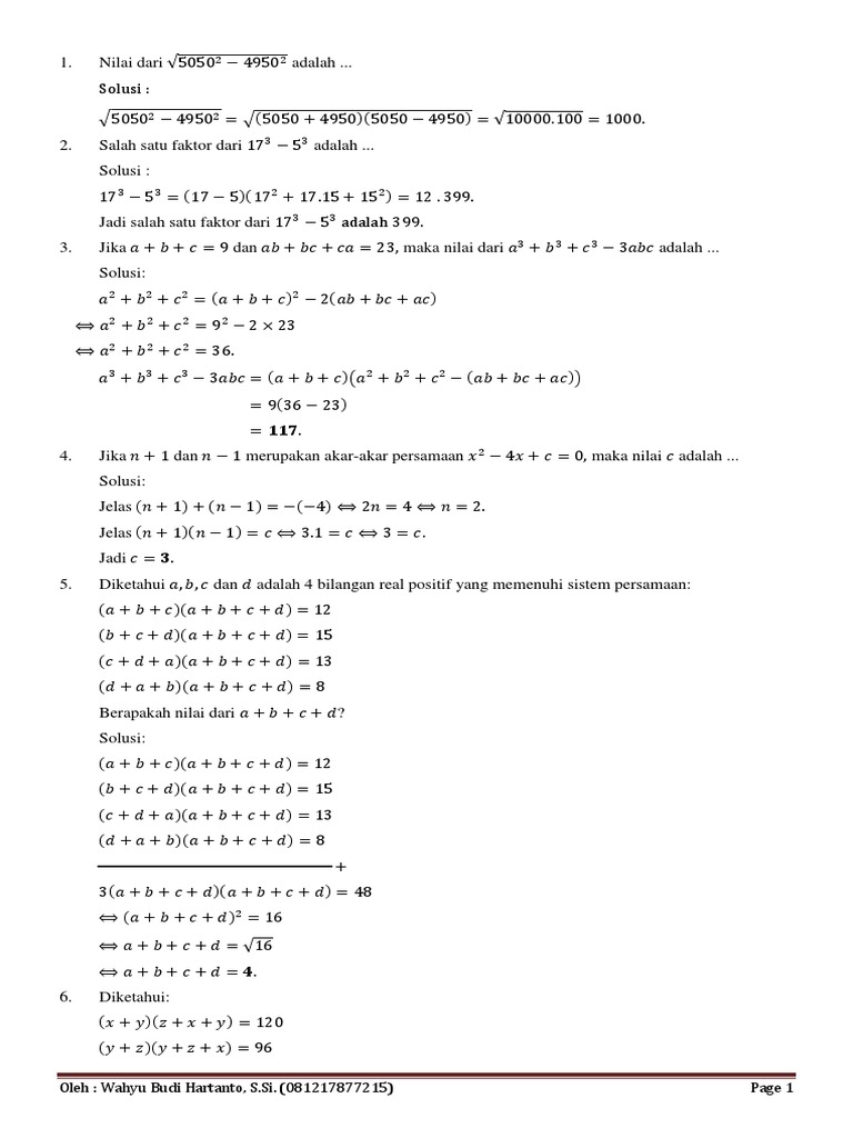 Soal Dan Solusi Olimpiade Matematika | PDF