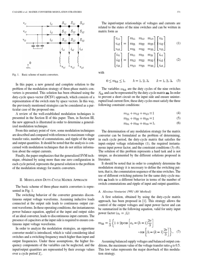 Fig. 1. Basic Scheme of Matrix Converters.: Casadei Et Al.: Matrix ...