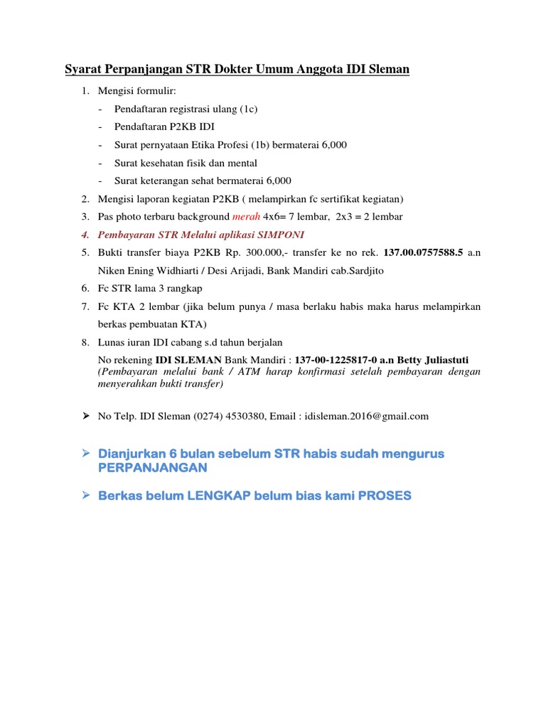 Syarat Perpanjangan STR Dokter Umum | PDF