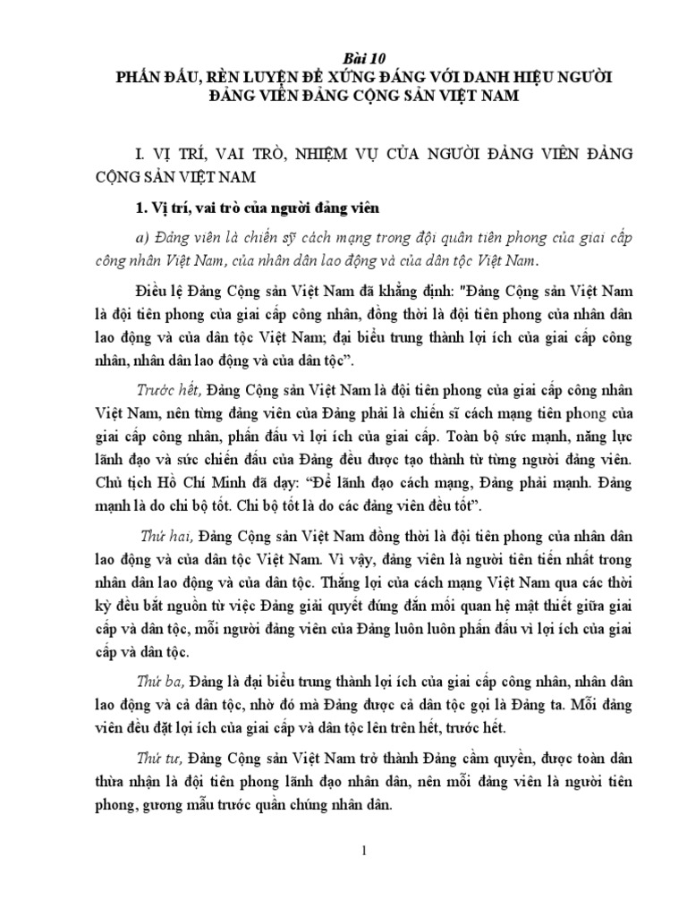 Bai 10 Phan Dau Ren Luyen de Xung Dang Voi Danh Hieu DV DCSVN | PDF