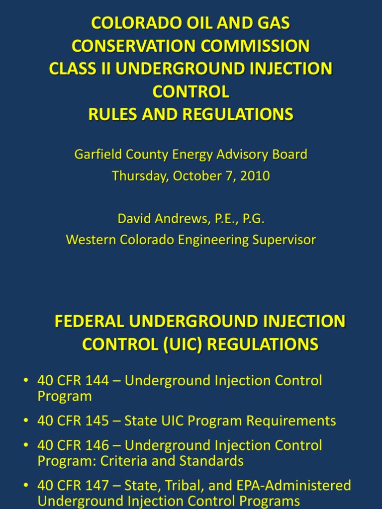 Colorado Class II UIC Regulations Overview | PDF | Casing (Borehole ...