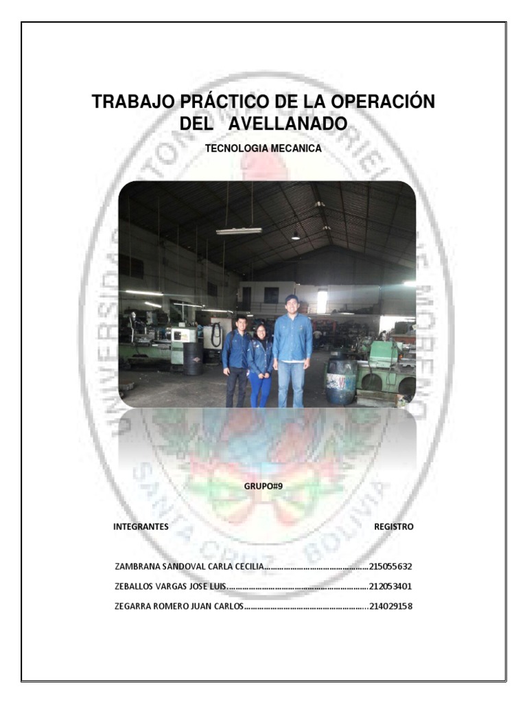 Operación de Avellanado y Taladrado | PDF | Perforar | Industrias