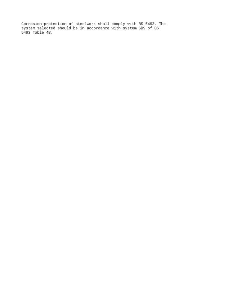 Corrosion Protection of Steelwork Shall Comply With BS 5493. The System ...