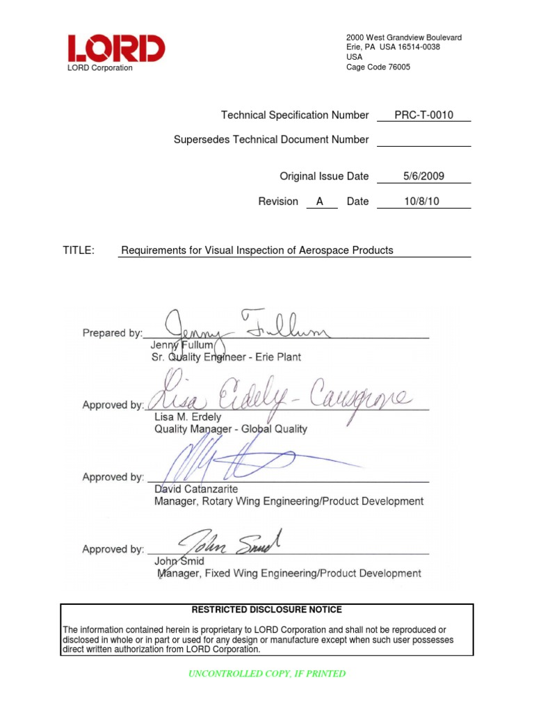 Visual Inspection | Specification (Technical Standard) | Machining