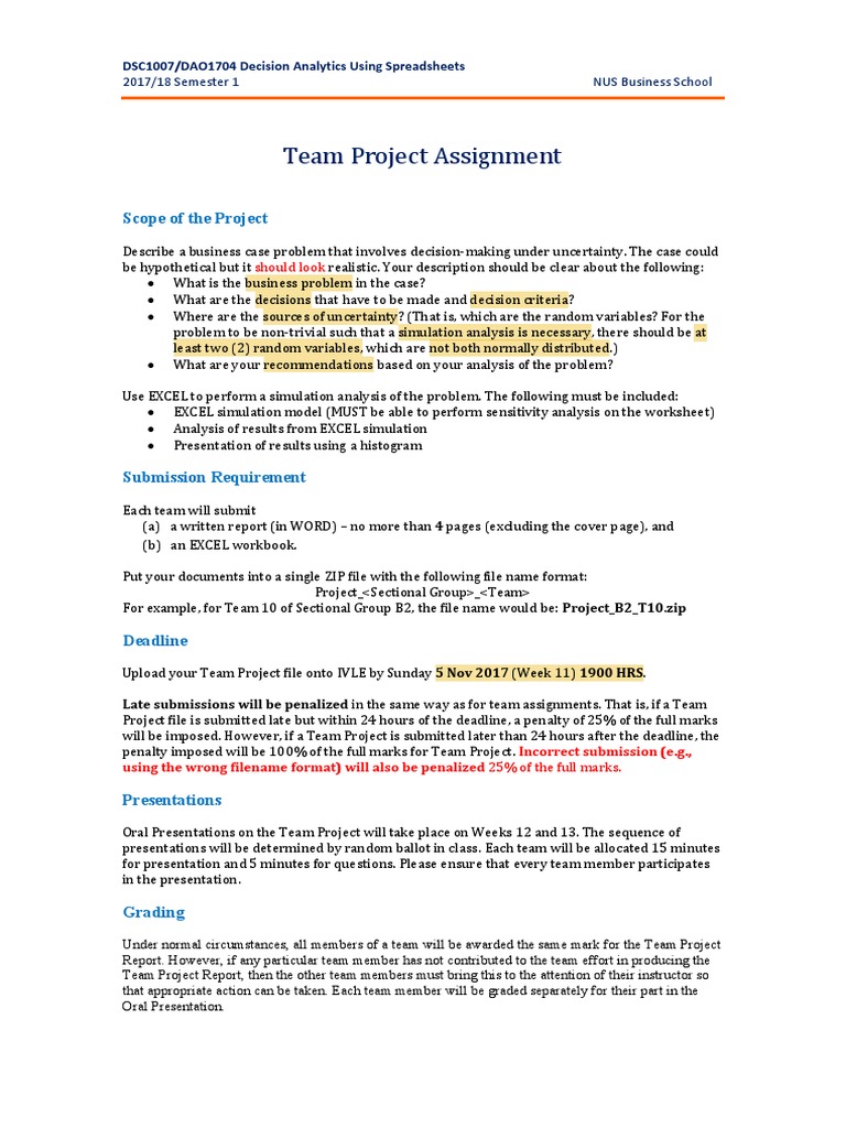 DSC1007 Team Project Assignment | PDF | Filename | Simulation