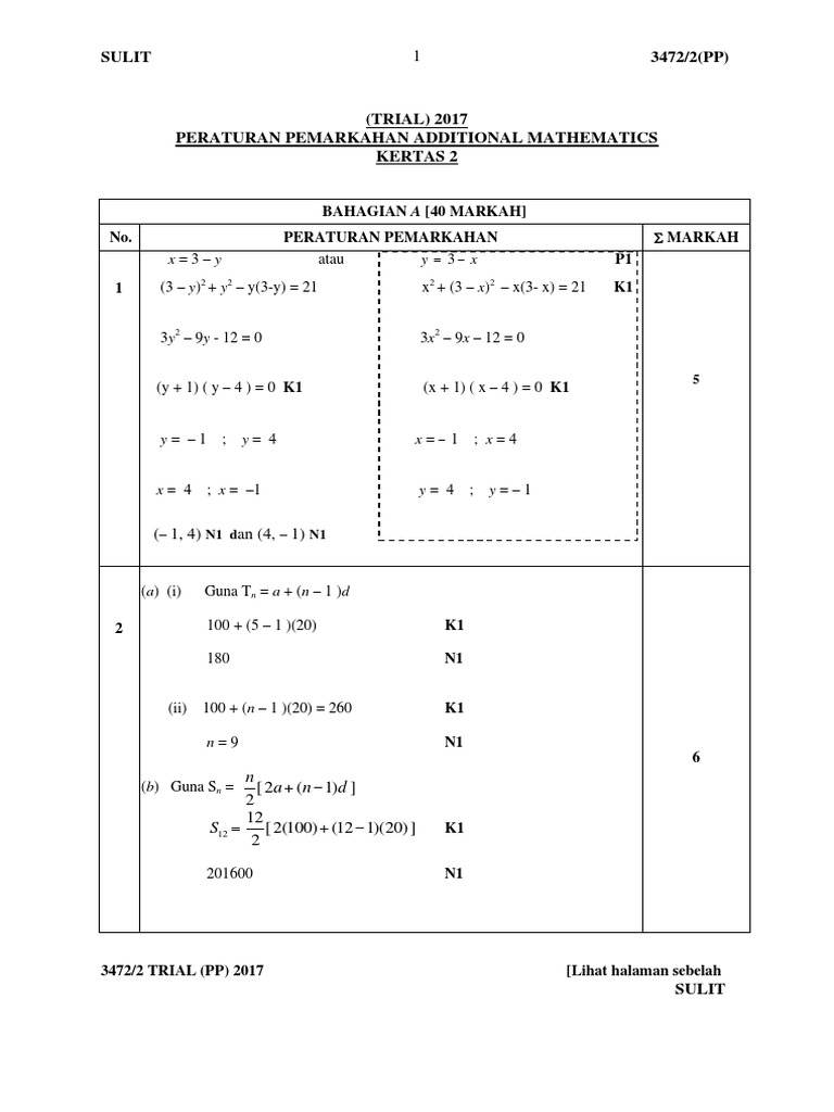 (Cikgujep - Com) Percubaan Terengganu (Add Maths) P2 Marking Scheme | PDF (Cikgujep - Com) Percubaan Terengganu (Add Maths) P2 Marking Scheme | PDF