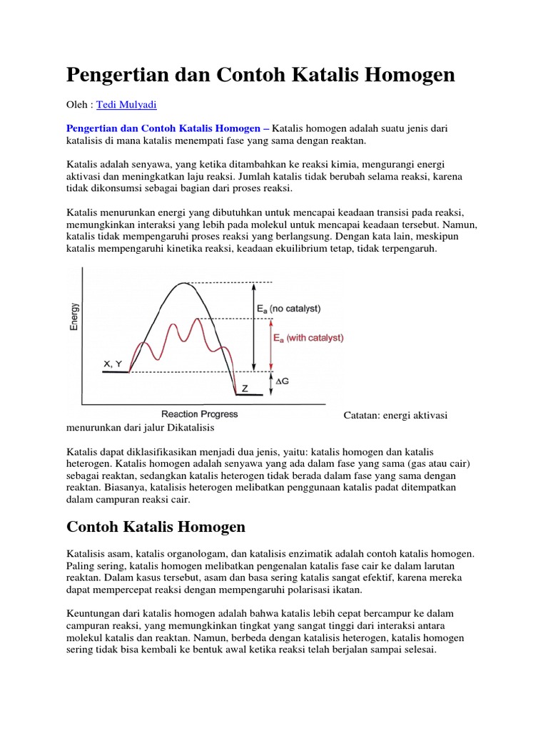 Pengertian Dan Contoh Katalis Homogen | PDF