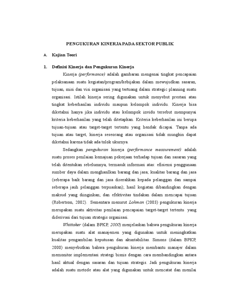 Pengukuran Kinerja Sektor Publik | PDF