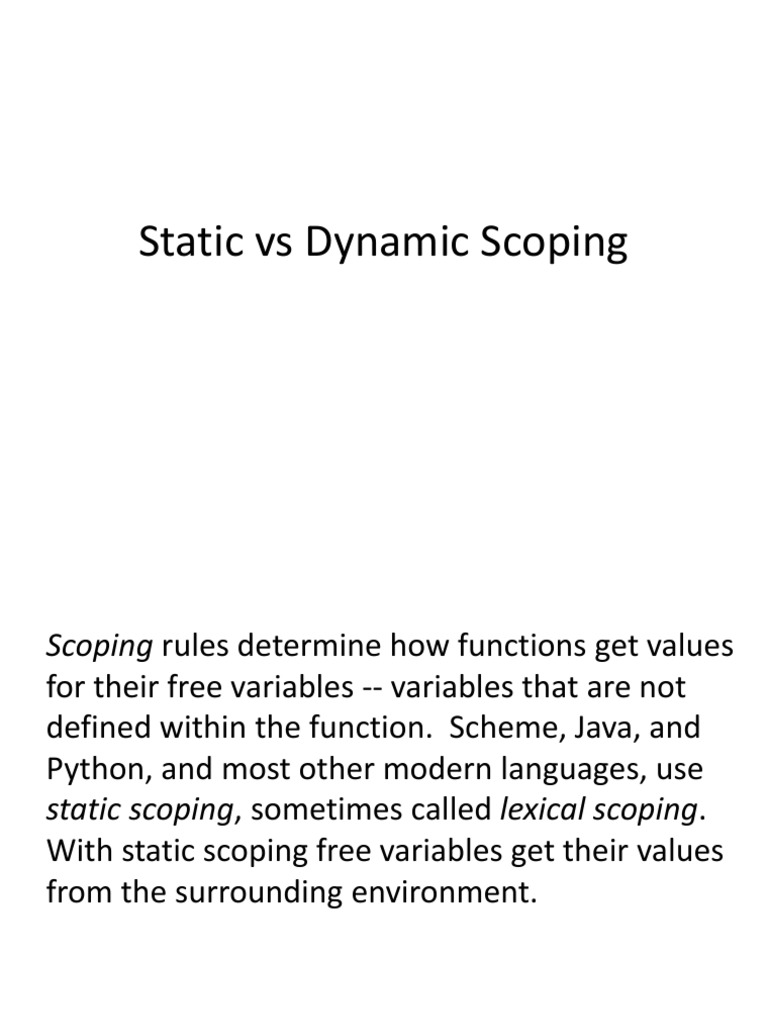 Static Vs Dynamic Scoping | PDF