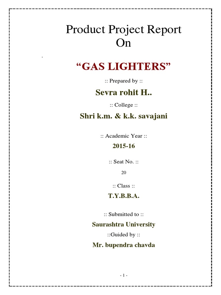 Product Project Report On Gesh Lighter | PDF | Depreciation | Expense