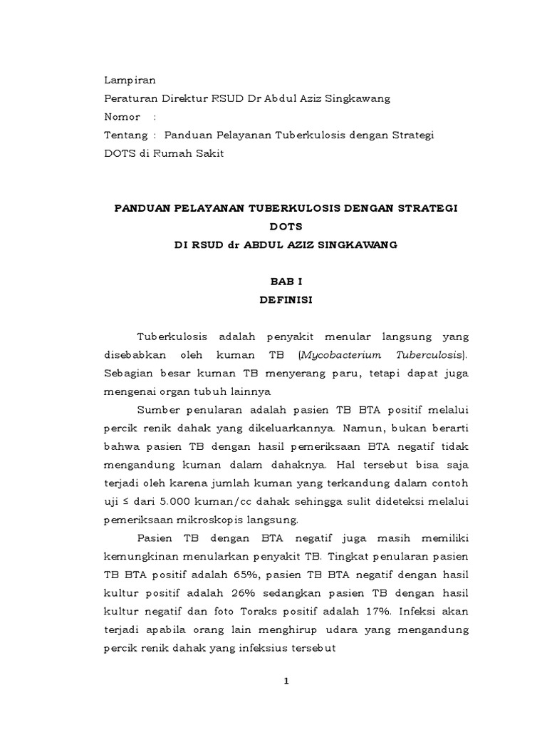 Panduan DOTS untuk Pelayanan TB RSUD Singkawang | PDF