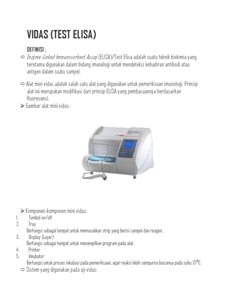 Alat Mini VIDAS dalam Uji ELISA | PDF | Teknologi & Rekayasa