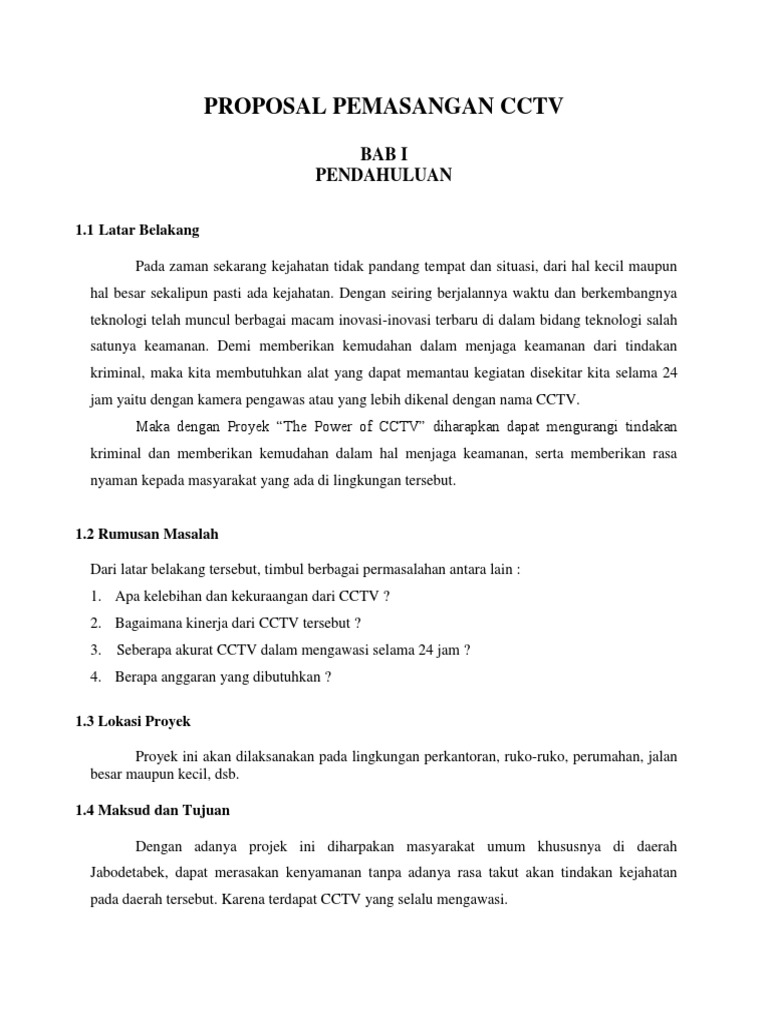 Proposal Pemasangan CCTV | PDF