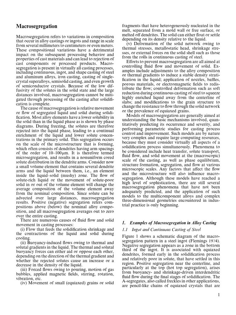 Macrosegregation PDF | PDF | Ingot | Casting (Metalworking)