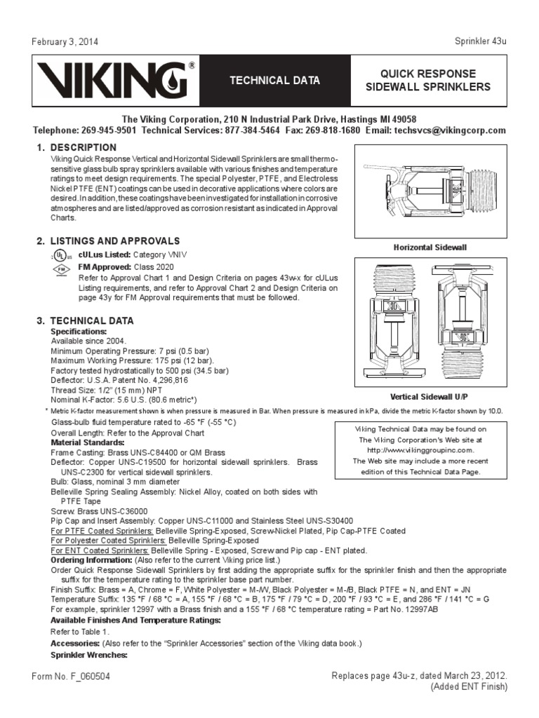 QR Sidewall SPK | PDF | Fire Sprinkler System | Building Materials