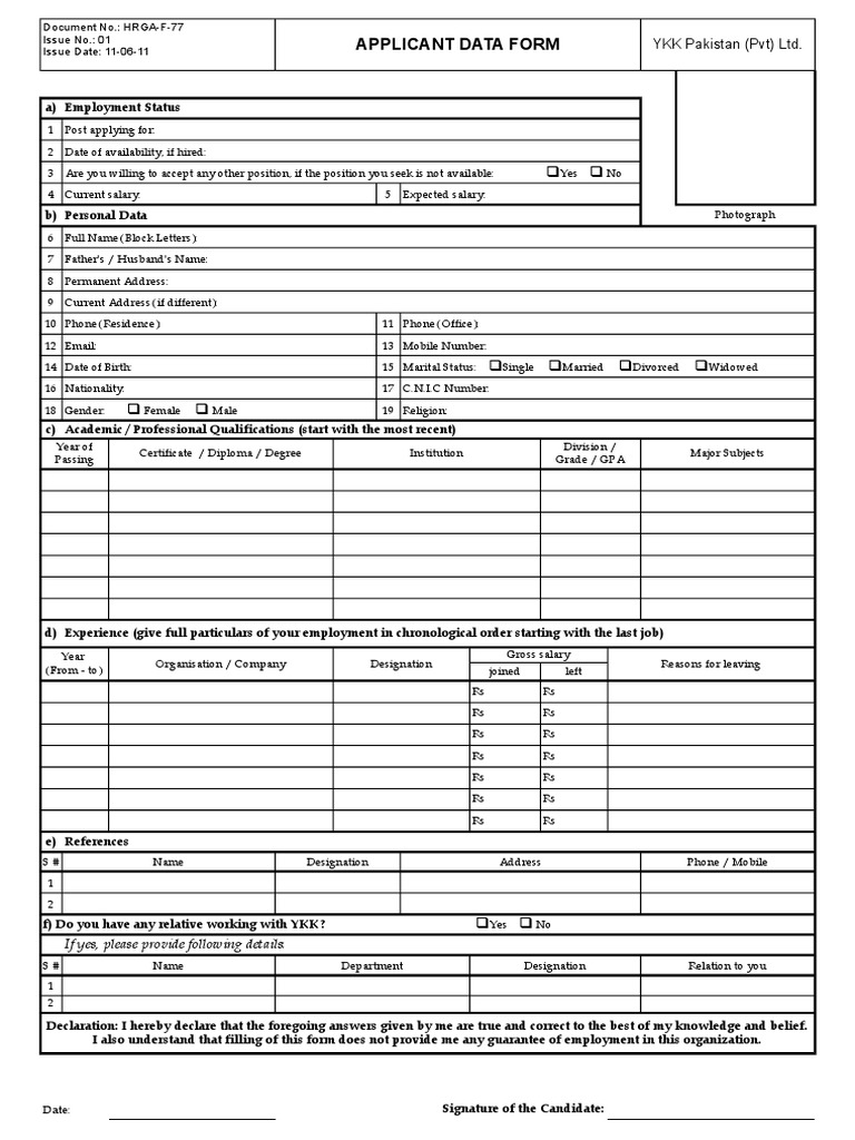 Applicant Data Form | PDF | Further Education | Labour