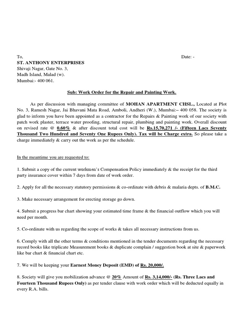 Contractor Work Order 1 | PDF | Government | Economies