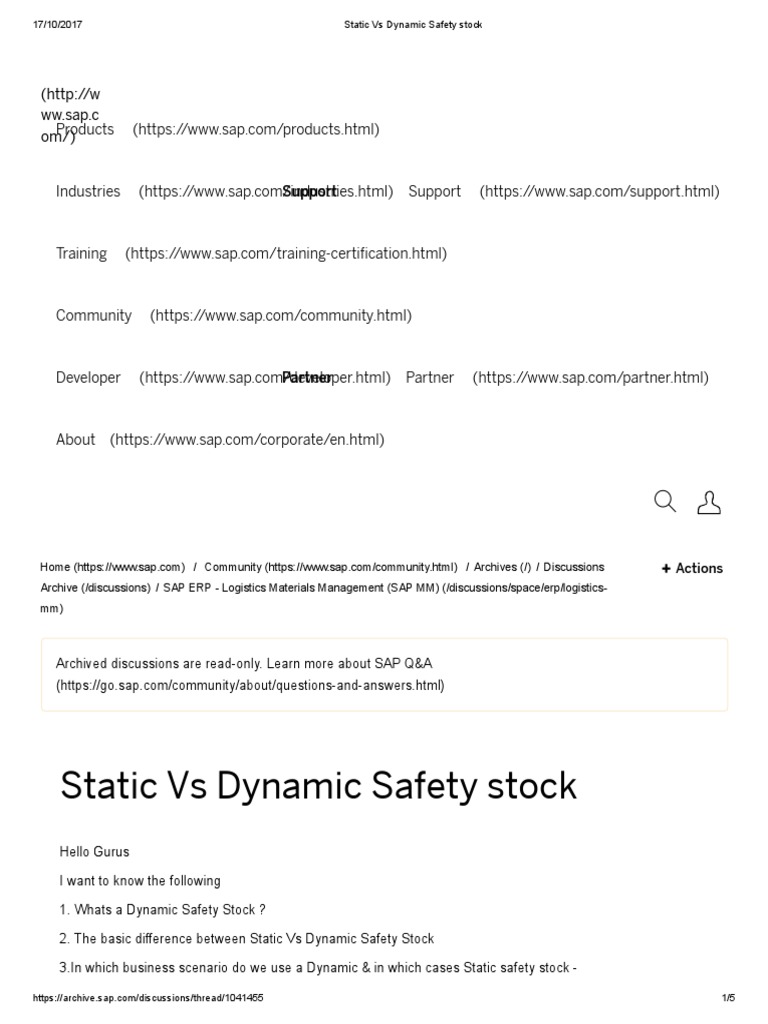 Static Vs Dynamic Safety Stock | Download Free PDF | Business ...