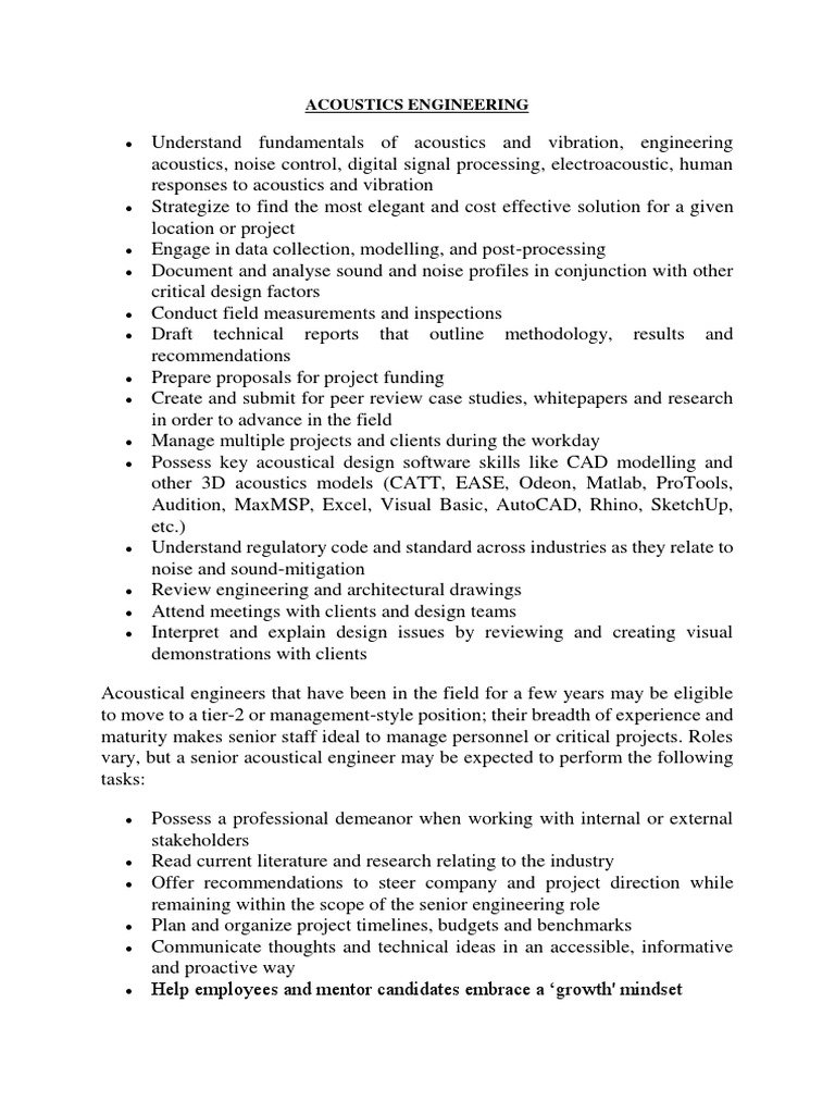 Acoustics Engineering for Experts | PDF | Mentorship | Acoustics