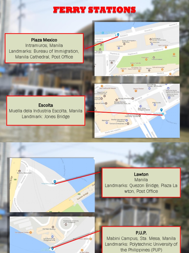 Manila Landmarks & Ferry Stations Guide | PDF