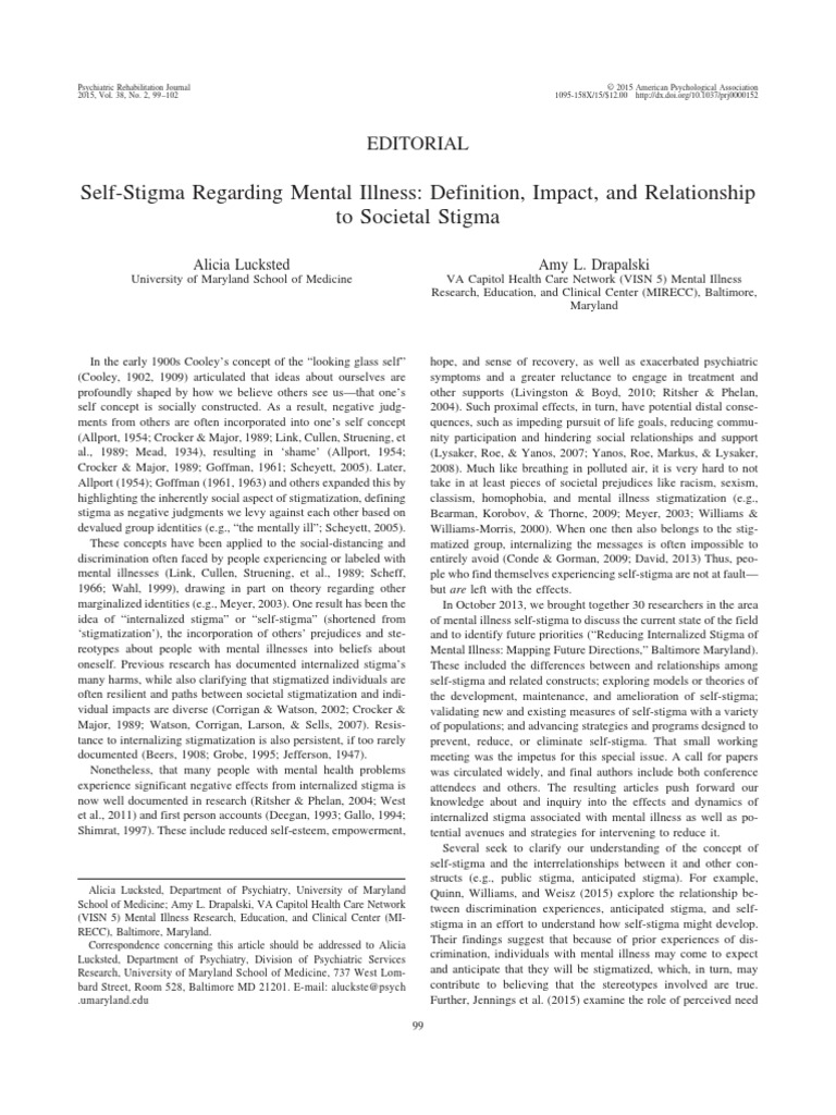 Self Stigma | PDF | Social Stigma | Mental Disorder