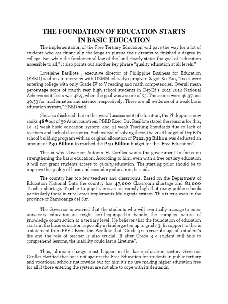 Strengthen The Basic Education | PDF | Higher Education | Secondary ...