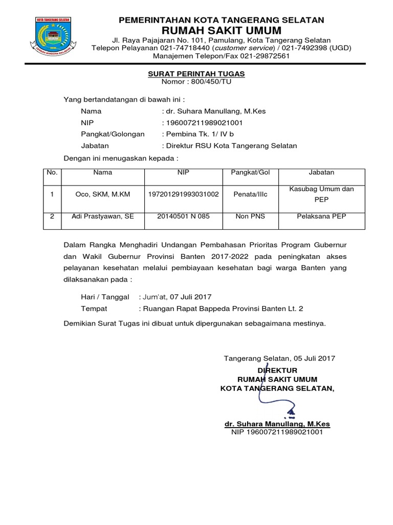 Surat Tugas TTD Direktur | PDF